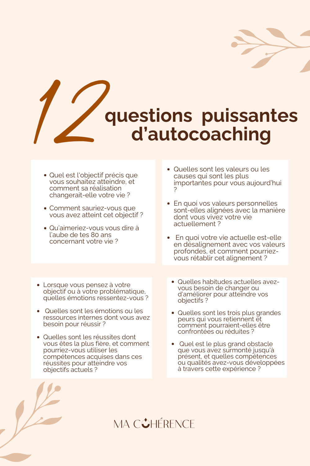 25 questions puissantes de coaching pour te débloquer - Ma Cohérence